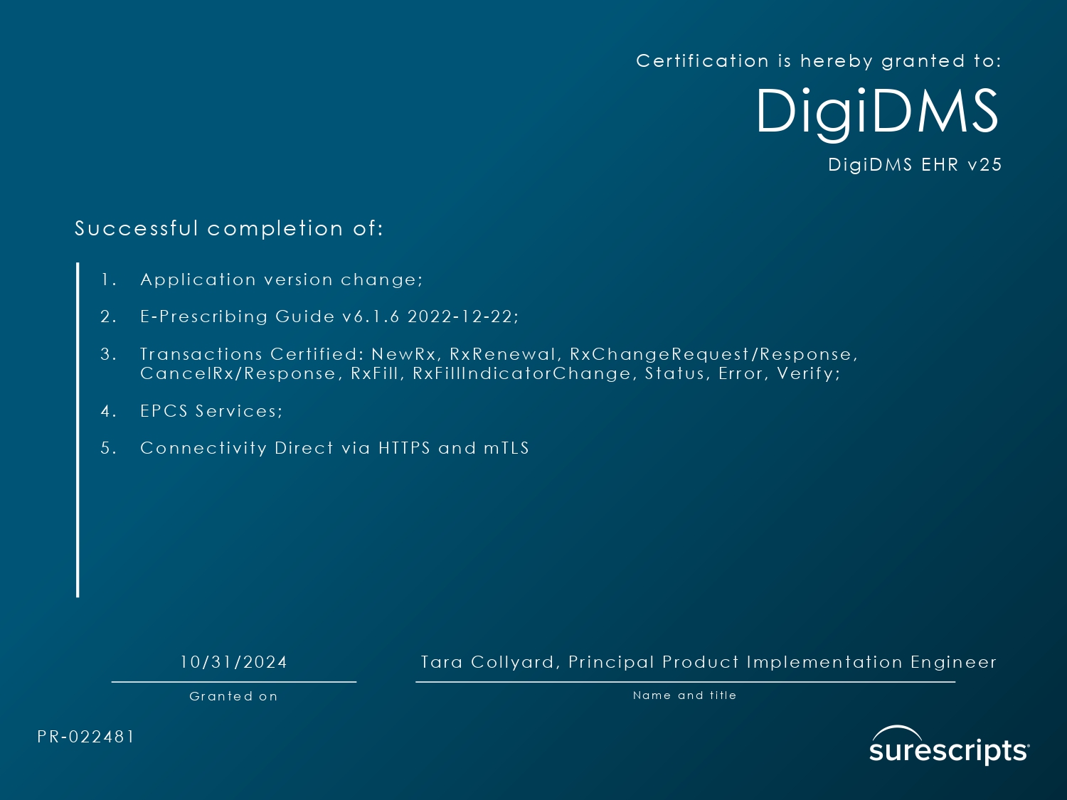 Surescripts ePrescribing Certification